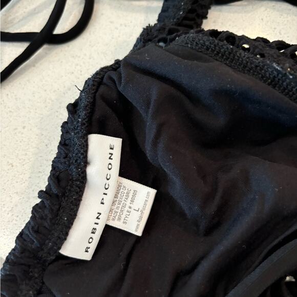 Robin Piccone | Swim | Robin Piccone Black Mesh Strip Halter Black ...